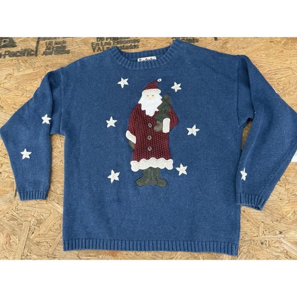 Timberlea | Sweaters | Vintage Timberlea Santa Sweater Womens Xl Blue ...